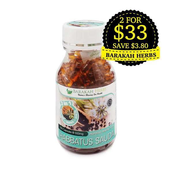 Barakah Herbs, Habbatus Sauda, with Propolis + Zaitun, 200 capsules ...