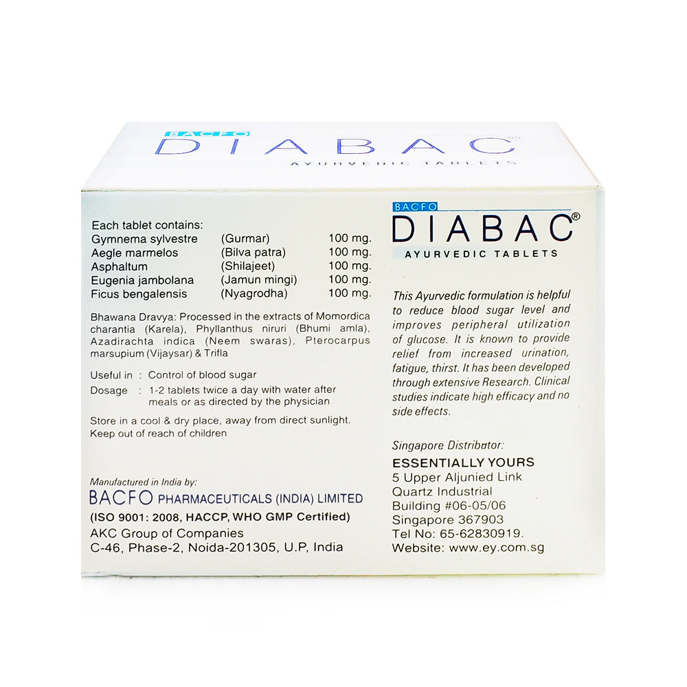 Bacfo Diabac, Ayurvedic Tablets, 6 x 10 tablets – Al Barakah Health ...