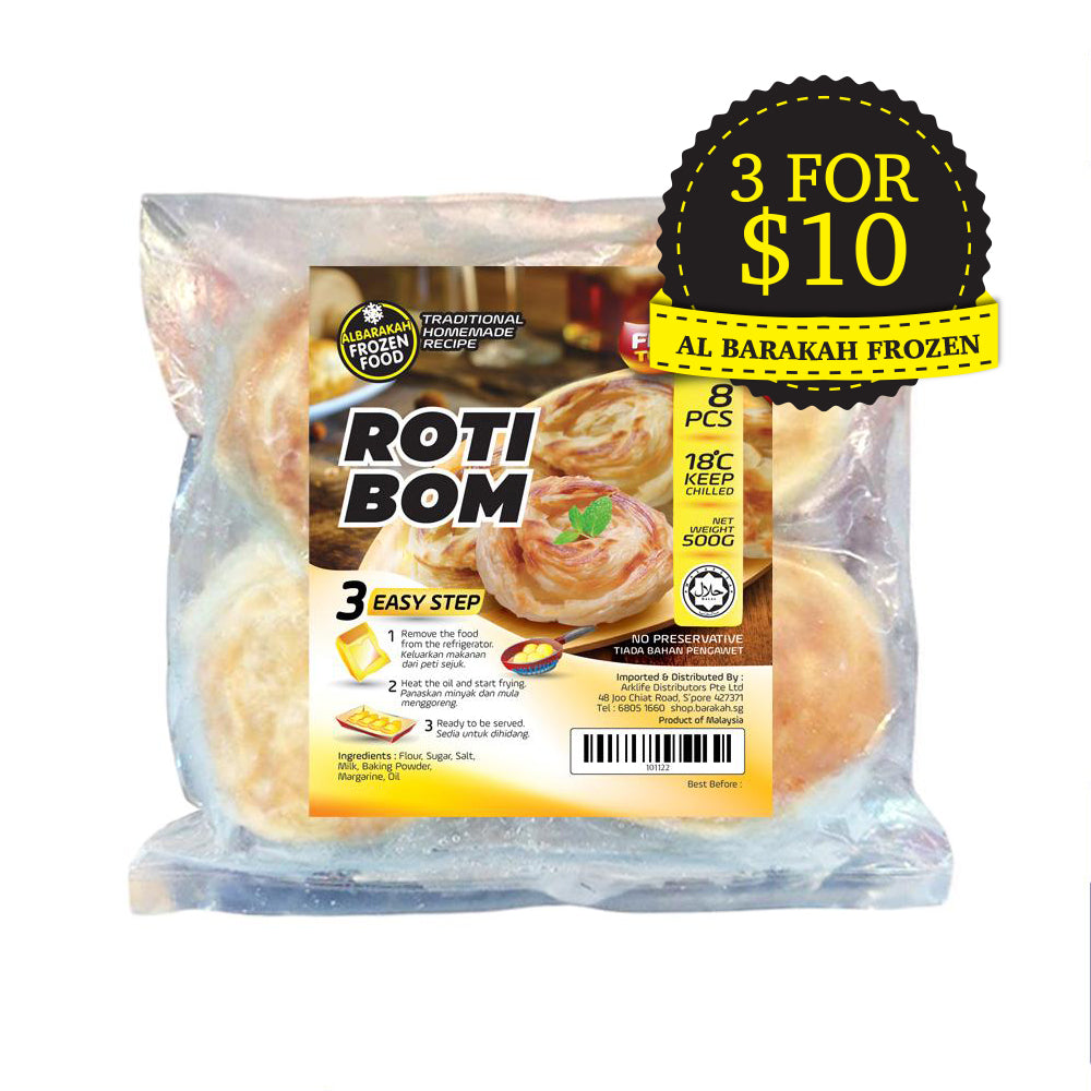 Al Barakah Frozen, Roti Bom, 8 pcs – Al Barakah Health & Beauty Mart