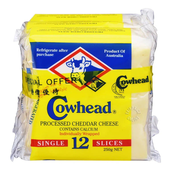 Cowhead, Processed Cheddar Cheese 12 Slices, 250 g – Al Barakah Health ...